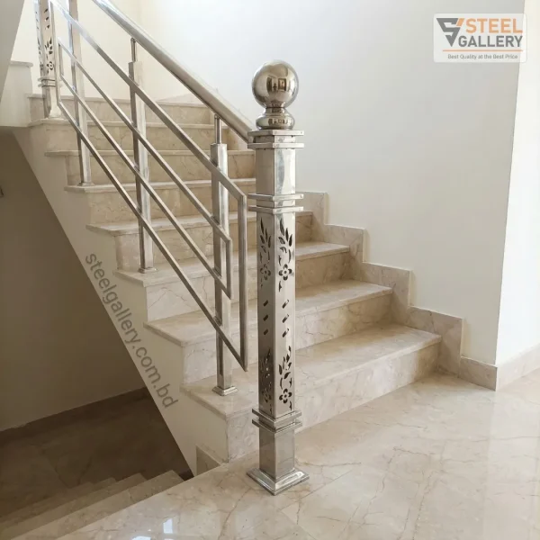 Unique SS Stair Railing Design (Floral Art) - Steel Gallery